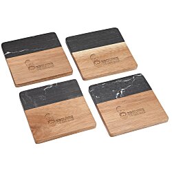 4imprint.com: Black Marble and Wood Coaster Set 155250