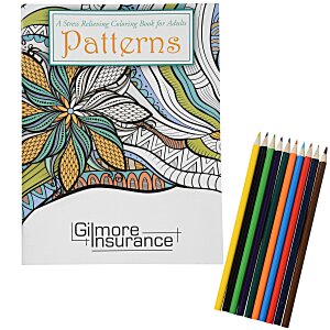 4imprint.com: Stress Relieving Adult Coloring Book & Pencils - Patterns ...