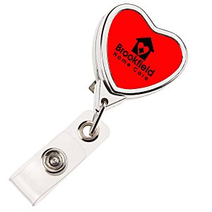 4imprint.com: Retractable Badge Holder - Heart - Chrome Finish - Label ...