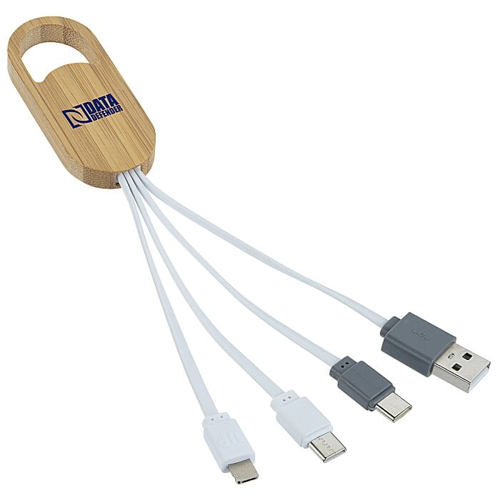 4imprint.com: Ellipse Bamboo Accent Duo Charging Cable 166073