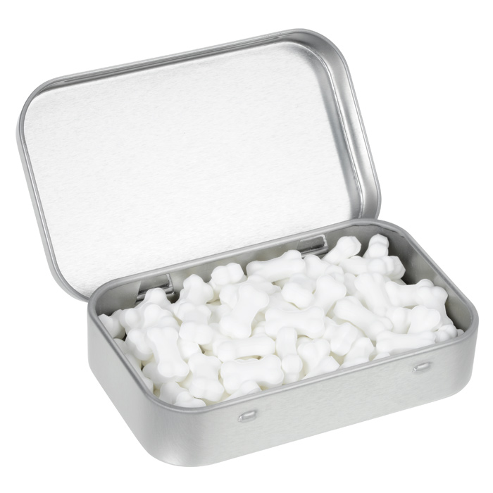 4imprint.com: Rectangular Tin with Shaped Mints - Bone 125680-BO