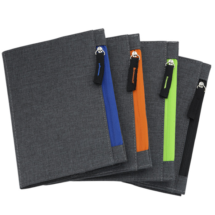 4imprint.com: Gray Line Zippered Notebook 146877