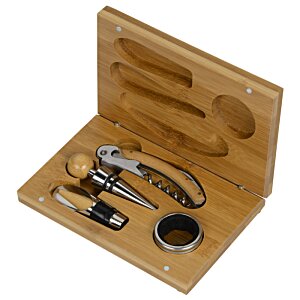 4imprint.com: 4-Piece Bamboo Wine Gift Set 155258