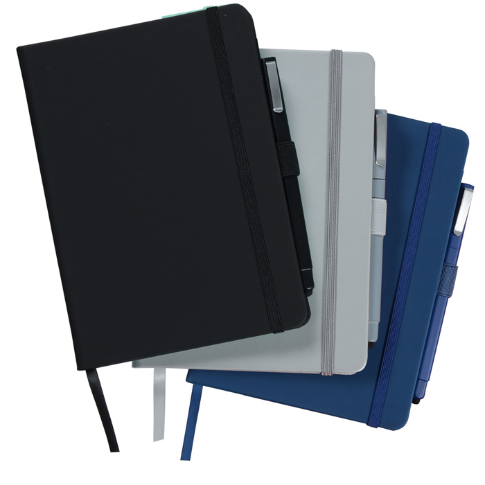 4imprint.com: Vienna Satin Touch Hard Cover Notebook with Pen ...