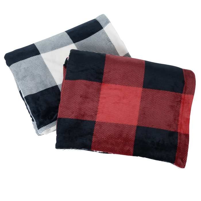 4imprint.com: Buffalo Plaid Fleece Sherpa Blanket 163010