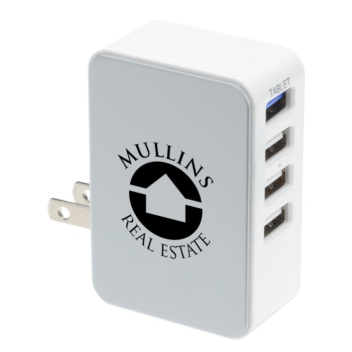 4imprint.com: 4 Port USB Folding Wall Charger - Metallic - 24 hr 134745 ...