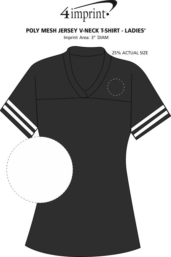 4imprint.com: Poly Mesh Jersey V-Neck T-Shirt - Ladies' - Embroidered ...