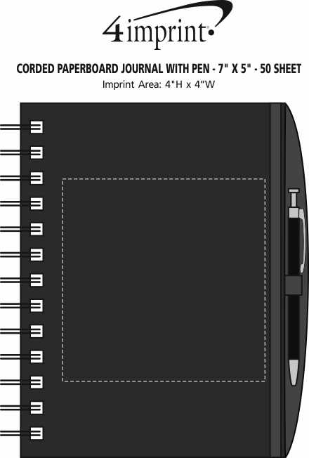 4imprint.com: Corded Paperboard Journal with Pen - 7" x 5" - 50 sheet ...